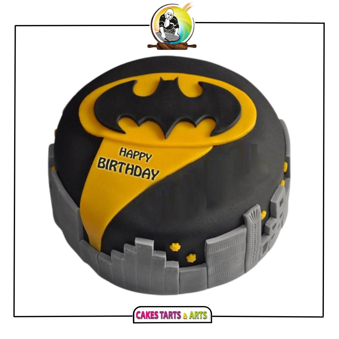 Customized Batman Signal Over Gotham Cake