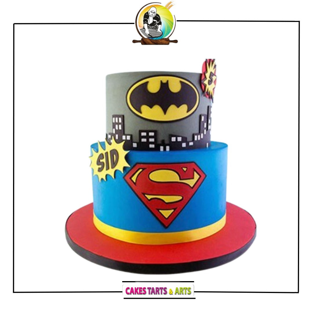 Customized Batman vs Superman Tiered Cake