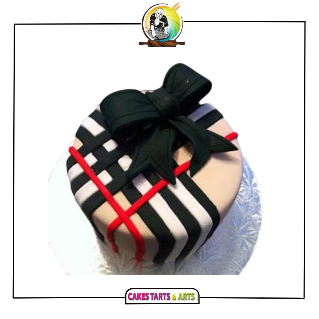 Customized Black Bow Burberry Cake