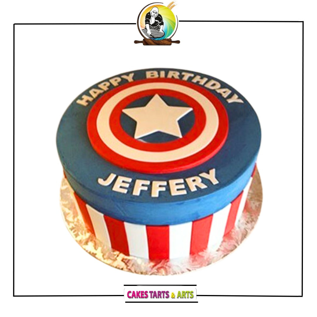 Customized Captain America Clean Shield Cake