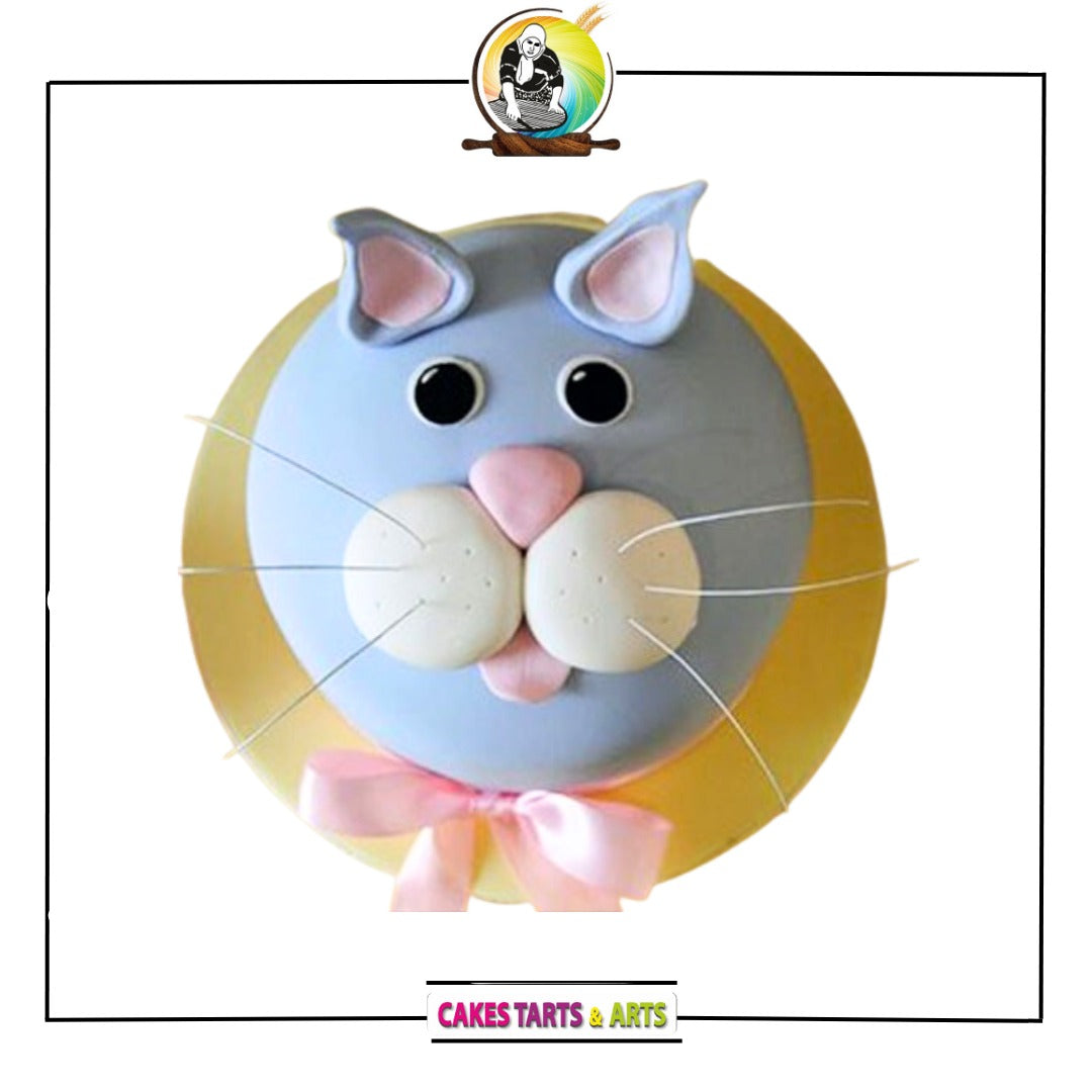 Customized Cute Grey Cat Cake
