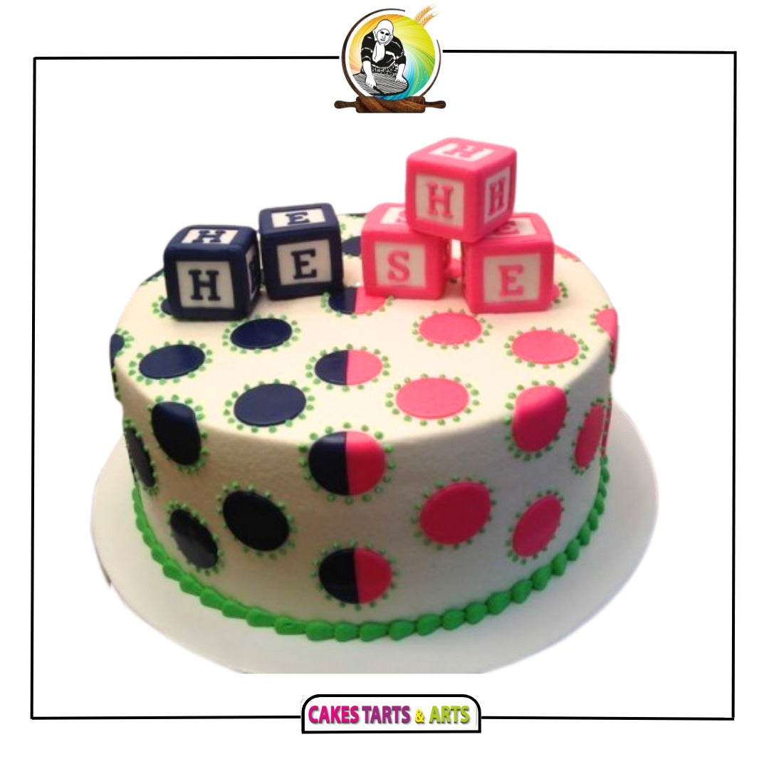 he or she gender reveal customized cake