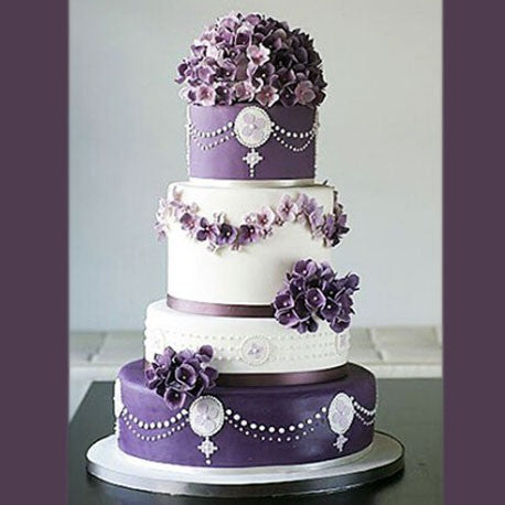 Customized Lavender And White Gem Cake